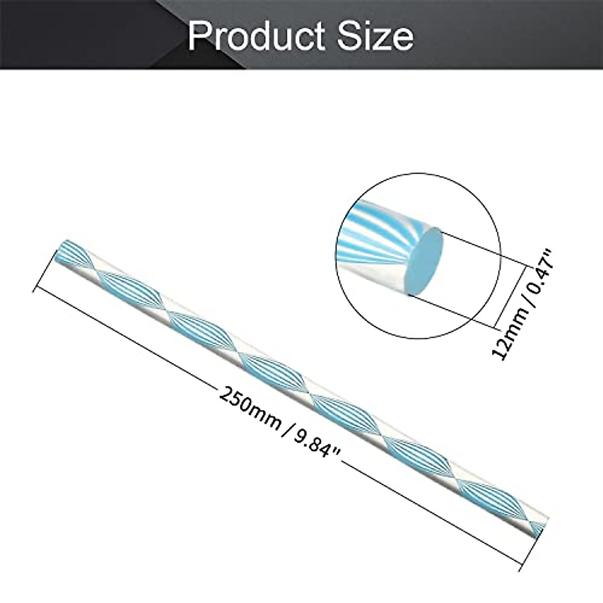 Fielect Light Blue Twisted Line Acrylic Round Rod Standard Plexiglas Tolerance Lightweight for DIY 12mm Diameter 250mm Height 1Pcs