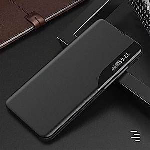 YukeTop Cover for Oppo Reno2 Z Case, with Stand, Clear Window + Leather + PC, Flip Cover, Cover Protection for Oppo Reno2 Z.(Black)