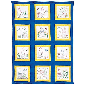 Jack Dempsey Quilt Blocks 9X9 WH Gnomes, White