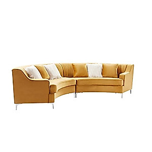 ERYE Contemporary Half-Moon Curved Symmetrical Modular Sectional Sofa for Living Room, 6 Toss Pillows Included, 140.94”Lx 41.73”Wx 33.46”H
