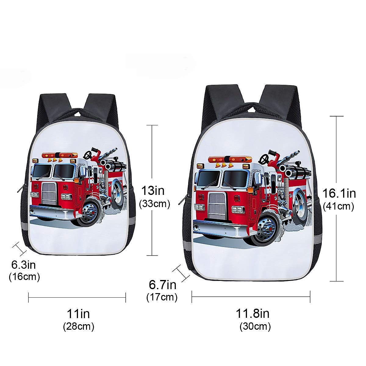 Fashion Elementary Student School Bags- Cartoon Fire Truck - Durable School Backpacks Outdoor Daypack Travel Packback for Kids Boys Girls