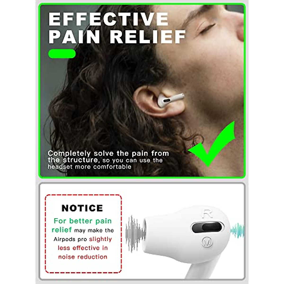 Brujula 3 Pairs AirPods Pro Ear Tips Ear Hooks Covers, Reduce Pain, Silicone Accessories, Anti-Slip Replacement Ear Tips, Fit in The Charging Case, S/M/L