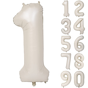 40 In Cream white Number Balloons Helium Foil Mylar Balloon Birthday Party banquet Decoration Digital 1