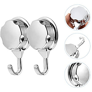 Zerodeko Silver Suction Cup Hooks 2pcs Punch Free Suction Cups Vacuum Hook for Flat Smooth Wall Surface Towel Robe Bathroom Kitchen Shower Bath Coat