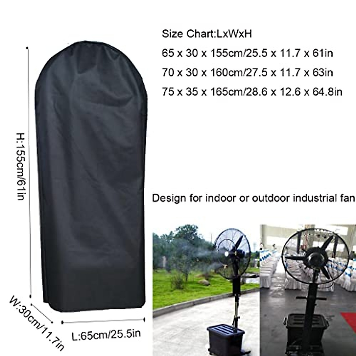 WINCOVER Misting Fan Cover 420D Industrial Fan Dust Cover Waterproof Cooling Fan Cover Stand Fans Protection for Outdoor Pedestal Misting Fan