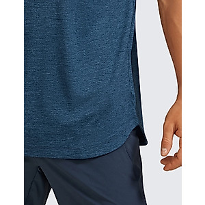 CRZ YOGA Men's Lightweight Short Sleeve T-Shirt Quick Dry Workout Running Athletic Tee Shirt Tops Ocean Blue Heather XX-Large