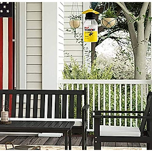 [Set of 3] Reusable Outdoor Fly Traps 32 oz - Fly Magnet Bait Trap - Made in USA - Bundled with 3 Bait Refills and 3 Hanging Chains