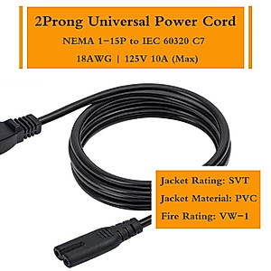 TV Power Cable Cord for Samsung 24" 32" 40" 43" 48" 49" 50" 55" 60" 65" 75" Inch LCD HD Smart 4K Curved TV UN55RU8000FXZA UN65RU7100FXZA UN43NU6900FXZA 6FT Replacement TV Power Charging Cord