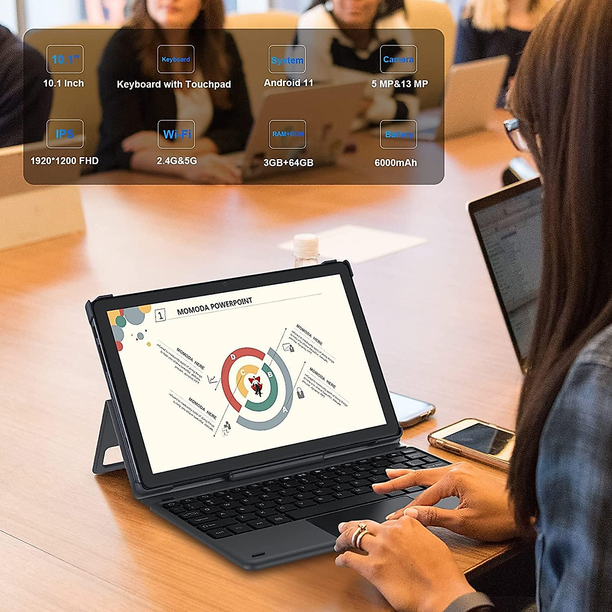 AWOW 2 in 1 Tablet, 10 inch Windows 11 Tablet, Octa-Core Processor 64GB ...