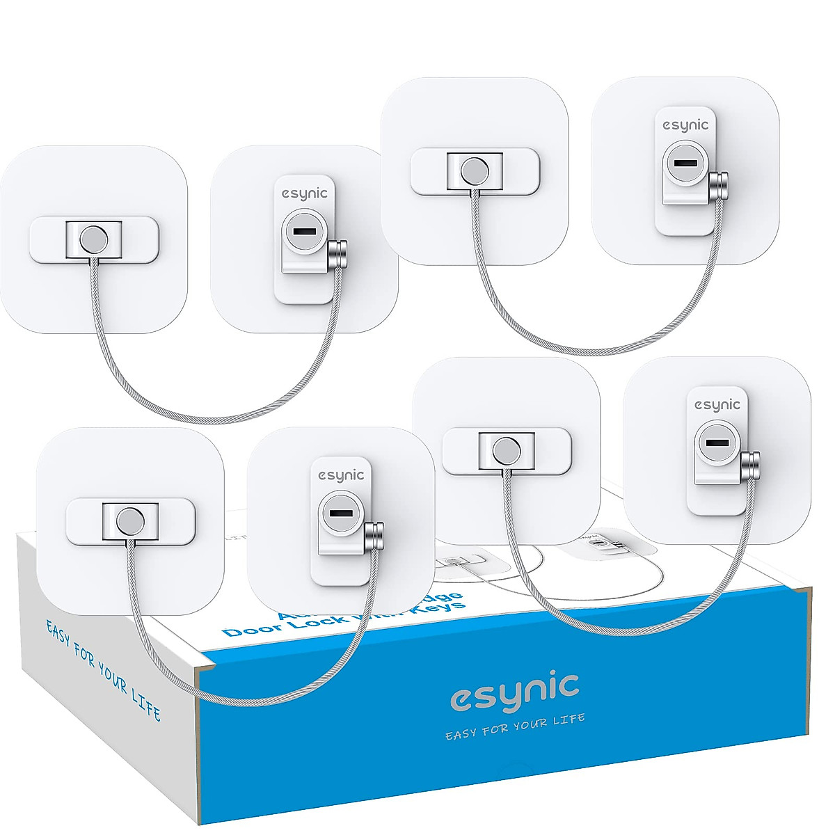 eSynic 4Pcs Fridge Lock Refrigerator Lock Fridge Locks for Adults Child Safety Locks Refrigerator Lock for Kids Fridge Child Locks with Keys Perfect for Fridge Freezers Cabinets etc