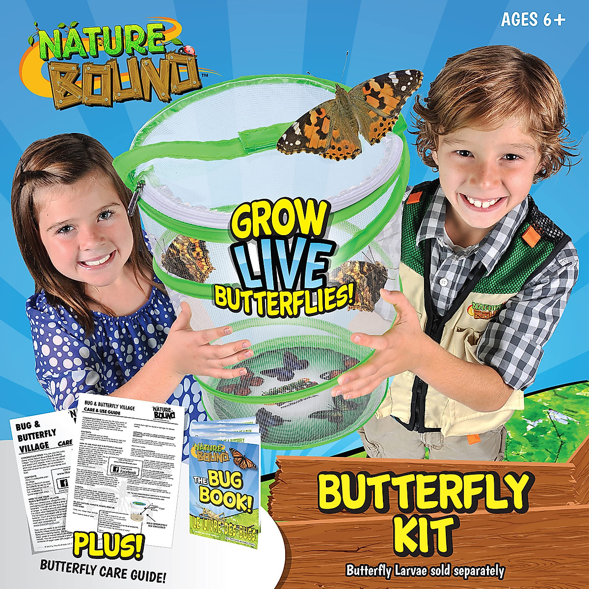 Nature Bound Butterfly Growing Kit - Live Caterpillar to Butterfly Project for Kids - includes Voucher for Caterpillars, Green Pop-Up Enclosure, and STEM Learning Guide