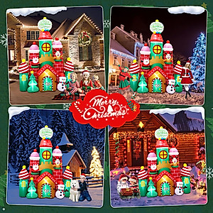 JUZISHU 11FT Height Giant Christmas Inflatables Decorations Candy Castle Santa Santa Reindeer Snowman Blow Ups Yard Decoration Rotating LED Lights Décor Holidayxmas Eve Party Indoor Outdoor Garden