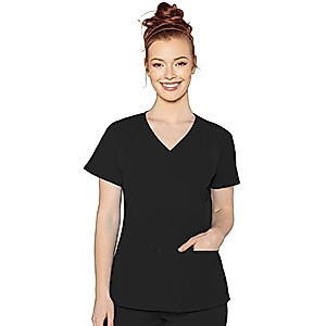 Med Couture Women's 'Peaches Collection' Rangal Scrub Top, Black, Large
