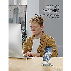 Laxarmer Phone Stand for MagSafe Charger, Adjustable Aluminum Stand Holder Dock Cradle for Desk, Compatible with iPhone 14 13 12 Mini, Pro, Pro Max, MagSafe Charger Not Included-Silver