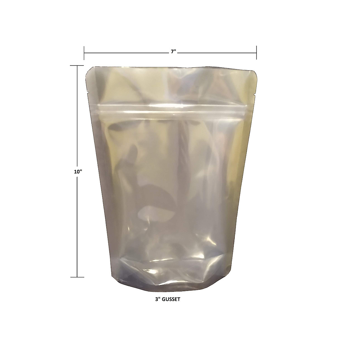 Pleasant Grove Farm 7 Mil Clear Front Mylar Bags Stand Up Gusseted Pouch in Multiple Sizes (50, 1 QUART 7 x 10 inch)