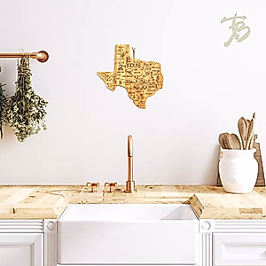 Totally Bamboo Destination Texas State Shaped Serving and Cutting Board, Includes Hang Tie for Wall Display