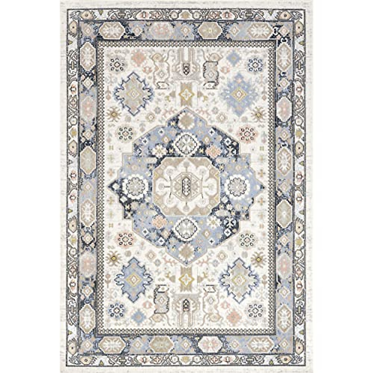 nuLOOM Lesia Persian Medallion Machine Washable Area Rug, 7' 10" x 10', Beige