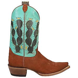 Justin Women's Pearce'd Tobacco Western Boot Snip Toe Turquoise 7 M US