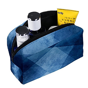 TBOUOBT Gifts for Men Women Makeup Bags Toiletry Pouch Small Cosmetic Bags, Navy Blue Geometric Pattern Modern