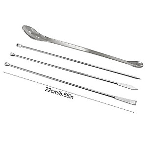 Zangc Stainless Steel Micromedicine Spoon Lab Sampling Scoop Spatulas Combination Reagent Spoon Lab Supplies -4PCS