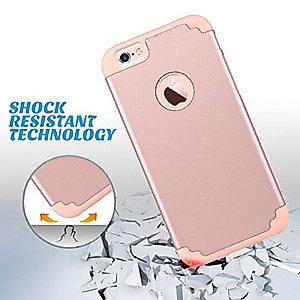 ULAK iPhone 6S Case, iPhone 6 Case, Slim Fit Dual Layer Soft Silicone & Hard Back Cover Bumper Protective Shock-Absorption & Anti-Scratch Case for Apple iPhone 6/6S 4.7 inch, Rose Gold