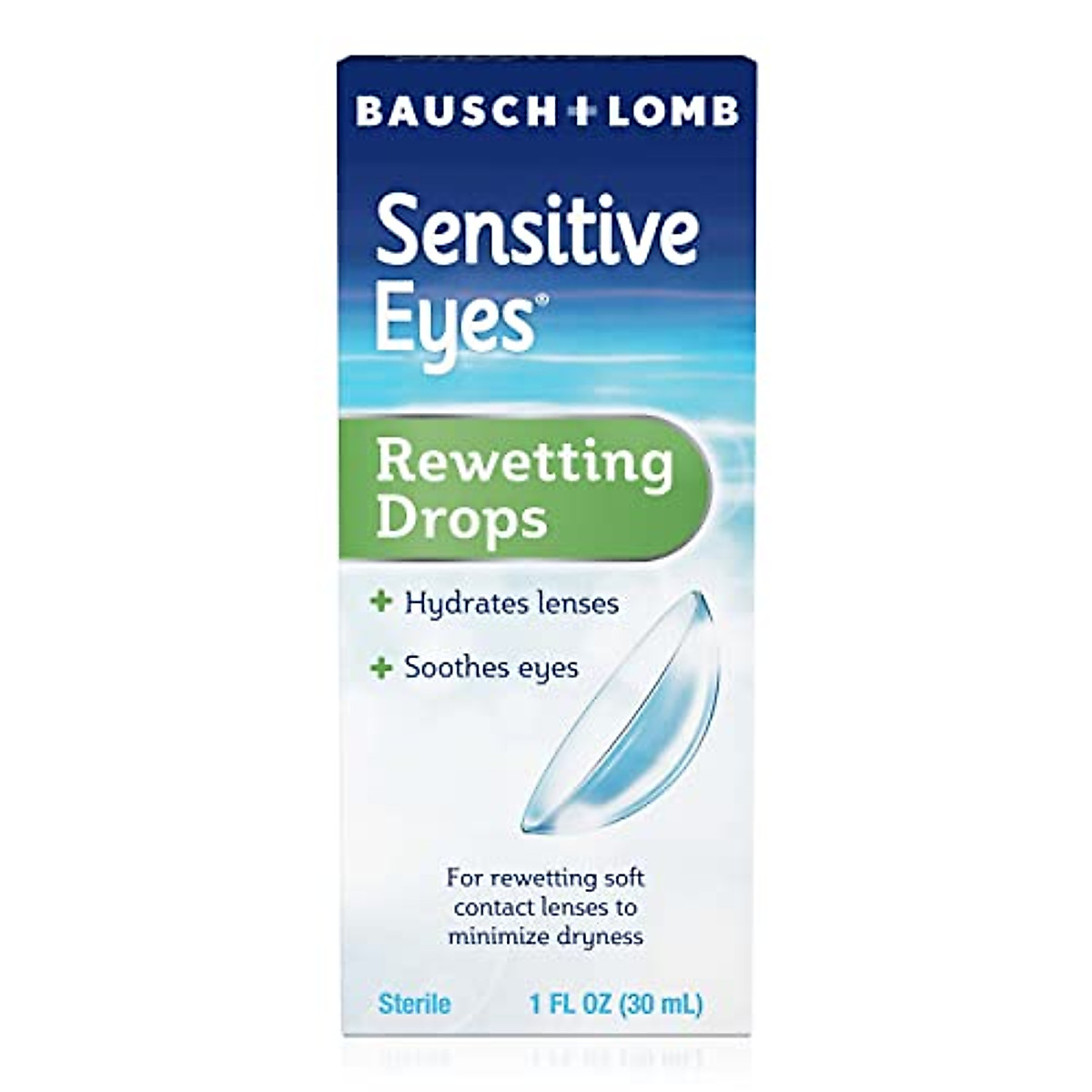 Contact Lens Solution by Bausch & Lomb, for Rewetting Soft Contact Lenses, 1 Fl Oz