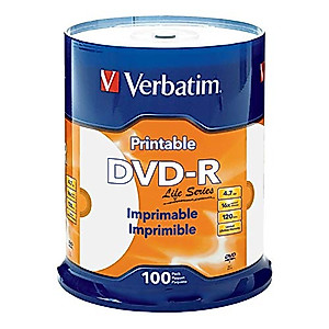 Verbatim® Life Series DVD-R Printable Disc Spindle, Pack Of 100
