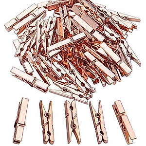 Jdesun 50 Pieces Photo Clips,Mini Plastic Picture Paper Clip Clothespins Peg for Office,Home,Arts(Rose Gold)