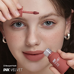 Peripera Ink the Velvet Lip Tint - High Pigment Color, Longwear, Weightless, Not Animal Tested, Gluten-Free, Paraben-Free (022 BOUQUET NUDE)