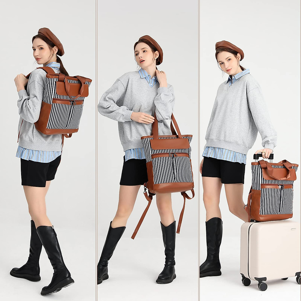 seyfocnia Convertible Laptop Backpack for Women,15.6 Inch Laptop Backpacks Computer Business Backpacks with USB Charging Port Work Bag for Ladies