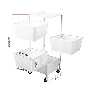 WINTECY 4 Tiers Rotating Kitchen Storage Shelf, Multi-Layer Floor Standing Shelf Fruit Vegetable Storage Basket Household Storage Rack for Kitchen, Living Room