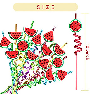 24 Watermelon Fruit Drinking Straws with 2 PCS Straws Cleaning Brush for One in A Melon Party Supplies Watermelon Birthday Party Supplies Decorations Favors