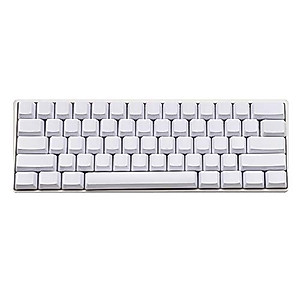YMDK Blank Thick PBT OEM Profile 61 ANSI Keycaps for MX Switches Mechanical Keyboard (White)(Only Keycap)