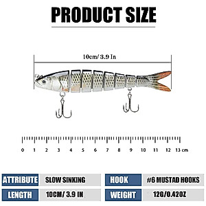 10pcs Trout 4" Fishing Lures, Slow Sinking Hard Bait for Bass, Lifelike Freshwater Saltwater Trout Perch Pike Walleye Fishing Lure Kit