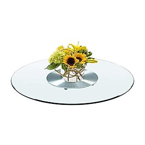 Dining Table Top Serving Plate, Round Glass Turntable Lazy Susan with Silent Bearings, 360° Smooth Rotating Serving Plate, for Kitchen Rotating Serving Plate ( Color : Clear , Size : 80cm (31.5inch) )