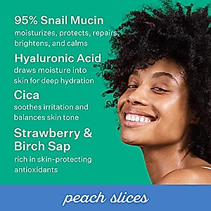 Peach Slices | Snail Rescue All-in-One Oil Free Face Moisturizer | 95% Snail Mucin | Lightweight, Long-Lasting Hydration | Silicone-Free | Face Cream | Skin Care | Clean & Cruelty-Free | 2.82 oz