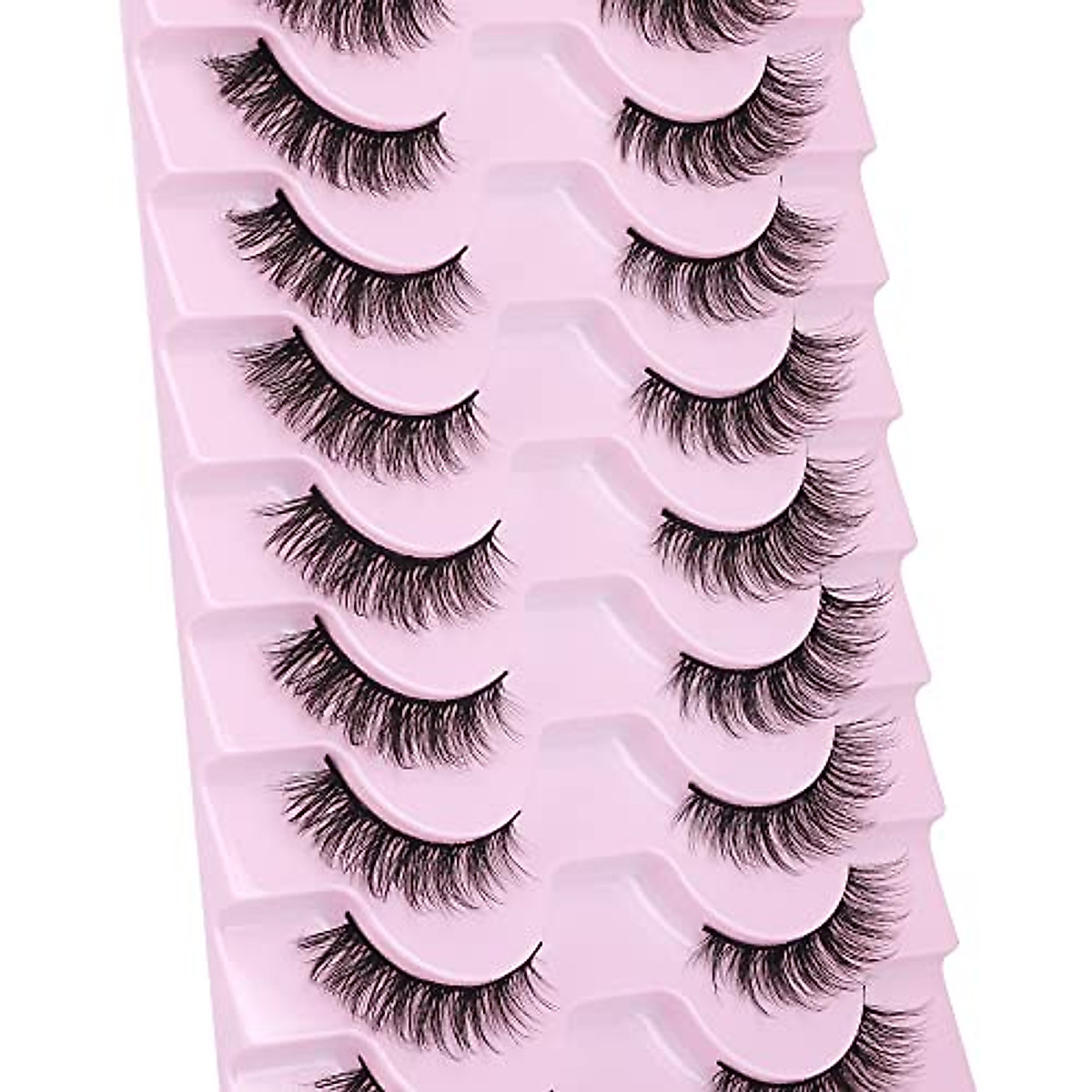 Half Lashes Natural Look Wispy 3D Cat Eye Lashes Fluffy Accent Corner False Eyelashes 12MM Half Eyelashes Mink Fake Eyelashes 10 Pairs Lightweight 3/4 Eyelashes Pack