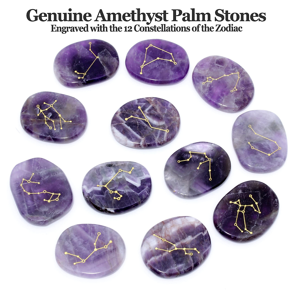 DANCING BEAR Taurus Zodiac Healing Crystals Gift Set (14 Pc): 9 Stones, 18K Gold-Plated Constellation Necklace, Meteorite, Succulent Candle, Palo Santo Smudge Stick & Info Guide, Made in The USA