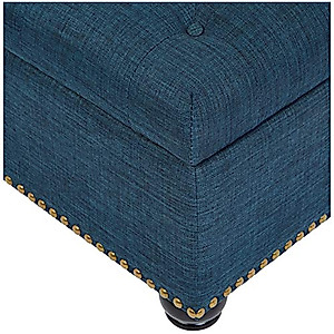 FIRST HILL FHW Storage Ottoman, Blue Linen