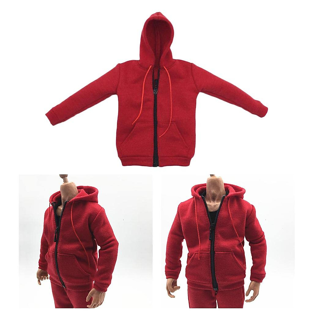 AMLESO 1/6 Hoodie Casual Clothes for 12 '' Male Action Figure, red