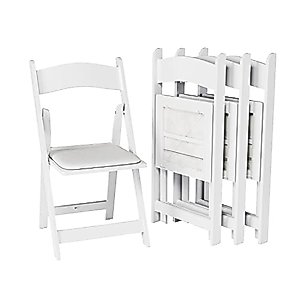 White Resin Stackable Folding Chair - Comfortable White Foldable Chair - Folding Chairs with Padded Seats - Indoor/Outdoor Folding Chairs for Events - Lightweight Foldable Chairs (Set of 4 Pack)