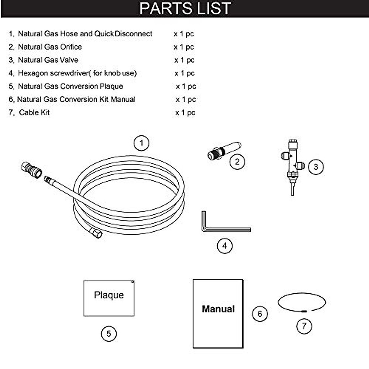 45,000 BTUs Conversion Kit for Propane to Natural Gas, Conversion Kit 10FT for Elementi Fire Pit/Fire Table