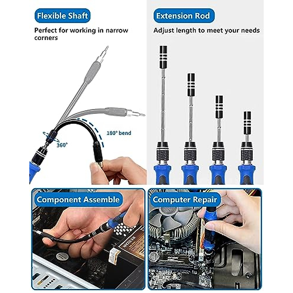 Precision Screwdriver Set, Computer Tool Kit, 146 PCS Laptop Screwdriver Kit with 123 Bits, Magnetic Mat, Suit for PC, iPhone, MacBook, Tablet, PS4, Xbox, Switch, Game Console and other Electronics
