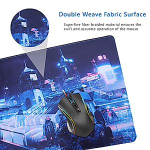 Imegny Large Gaming Mouse Pad, Extended XXL Desk Pad & Non-Slip Rubber Mat for Mice and Keyboard with Stitched Edges （90x40 zisecity006）