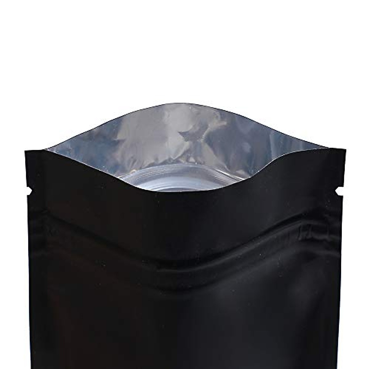 100PCS Food Safe Flat Packaging Bags with Rectangular Frosted Window and Tear Notch Food Storage (Black,3.9" x 5.9")