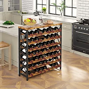 Homeiju 56-Bottle Freestanding Wine Rack, Wooden Wine Rack Storage Shelf, Stackable Wine Bottle Rack with Tabletop for Living Room,Kitchen or Wine Cellar
