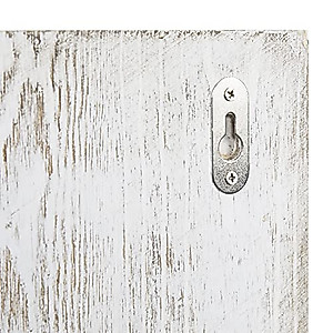 MyGift Shabby Whitewashed Wood Wall Mounted Storage Organizer Shelf with 6 Hooks