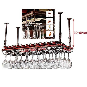 Ceiling Wine Glass Holder, Stemware Rack, Bar Floating Wine Rack Wine Goblet Holder, Adjustable High Hanging Wine Goblet Rack -Vintage Bronze (Size : 60×35cm(24×14inch))
