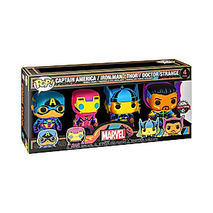 Funko Pop! Marvel: Blacklight - Captain America - 4PK - Marvel Comics - Collectible Vinyl Figure - Gift Idea - Official Products - Toys for Kids and Adults