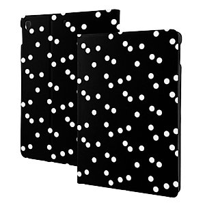 Black White Polka Dots Printed Leather Tablet Cases for Ipad Air3/Ipad Pro 10.5" - Shockproof Tablet Cover Protective Case with Auto Sleep/Wake